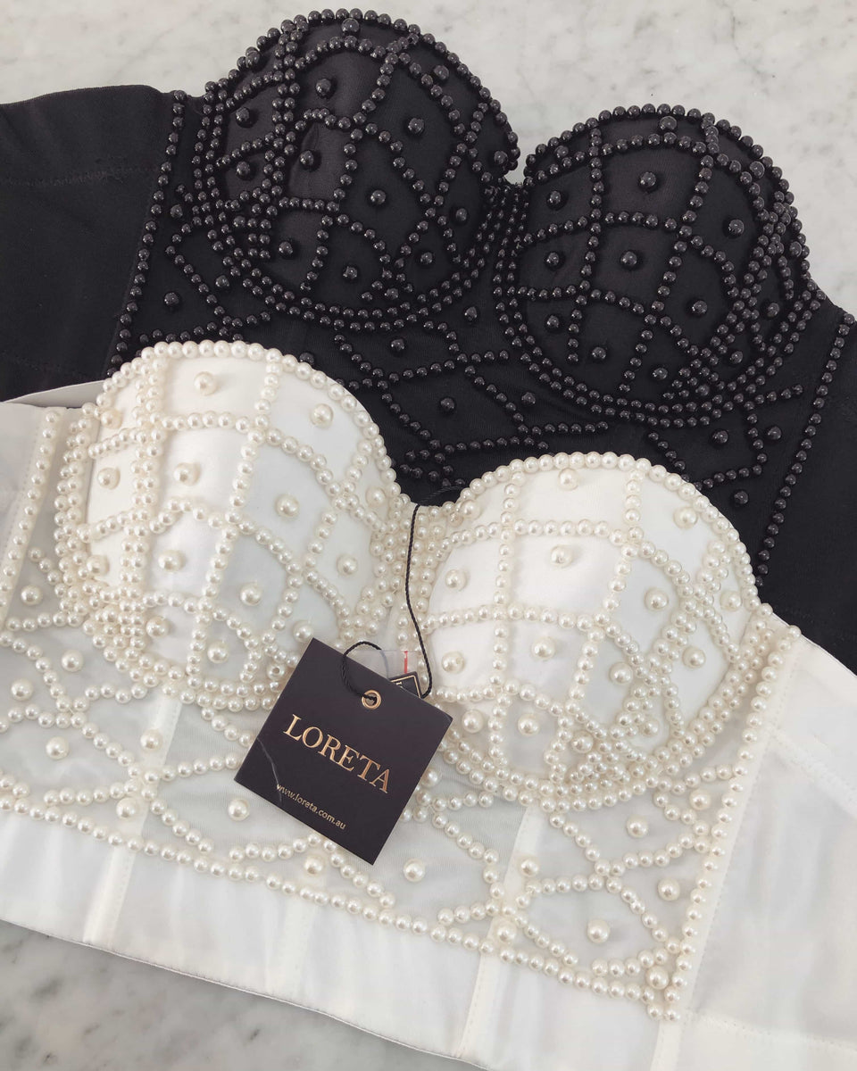 Pearl Bustier Corset Top (White) – LORETA