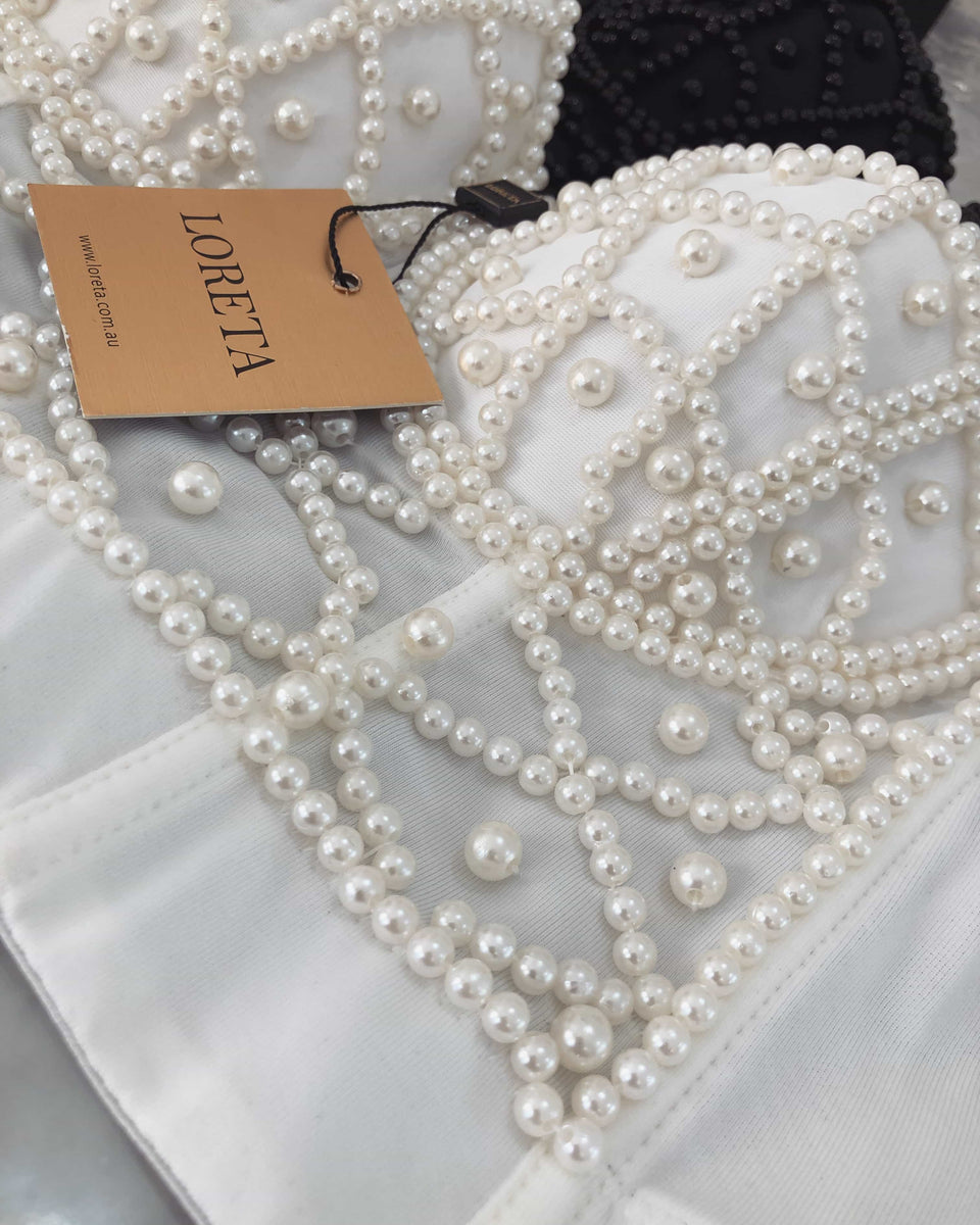 Pearl Bustier Corset Top (White) – LORETA